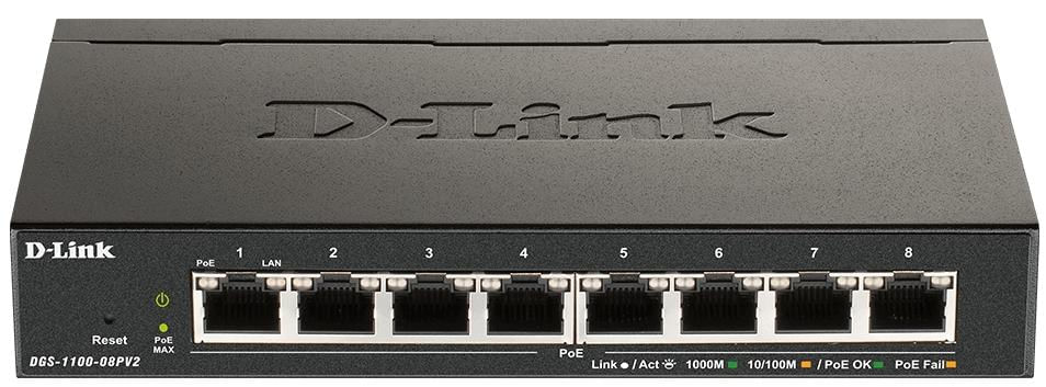 Switch de 8 portas smart 10/100/1000 poe 64w power budget - NCR Angola ...